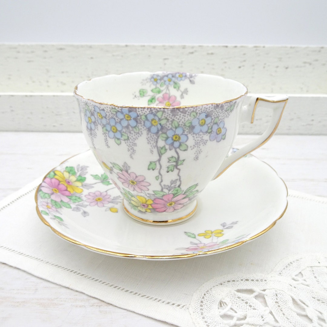 Vintage Wellington Floral Bone China Tea Cup and Saucer Gold Trim ...
