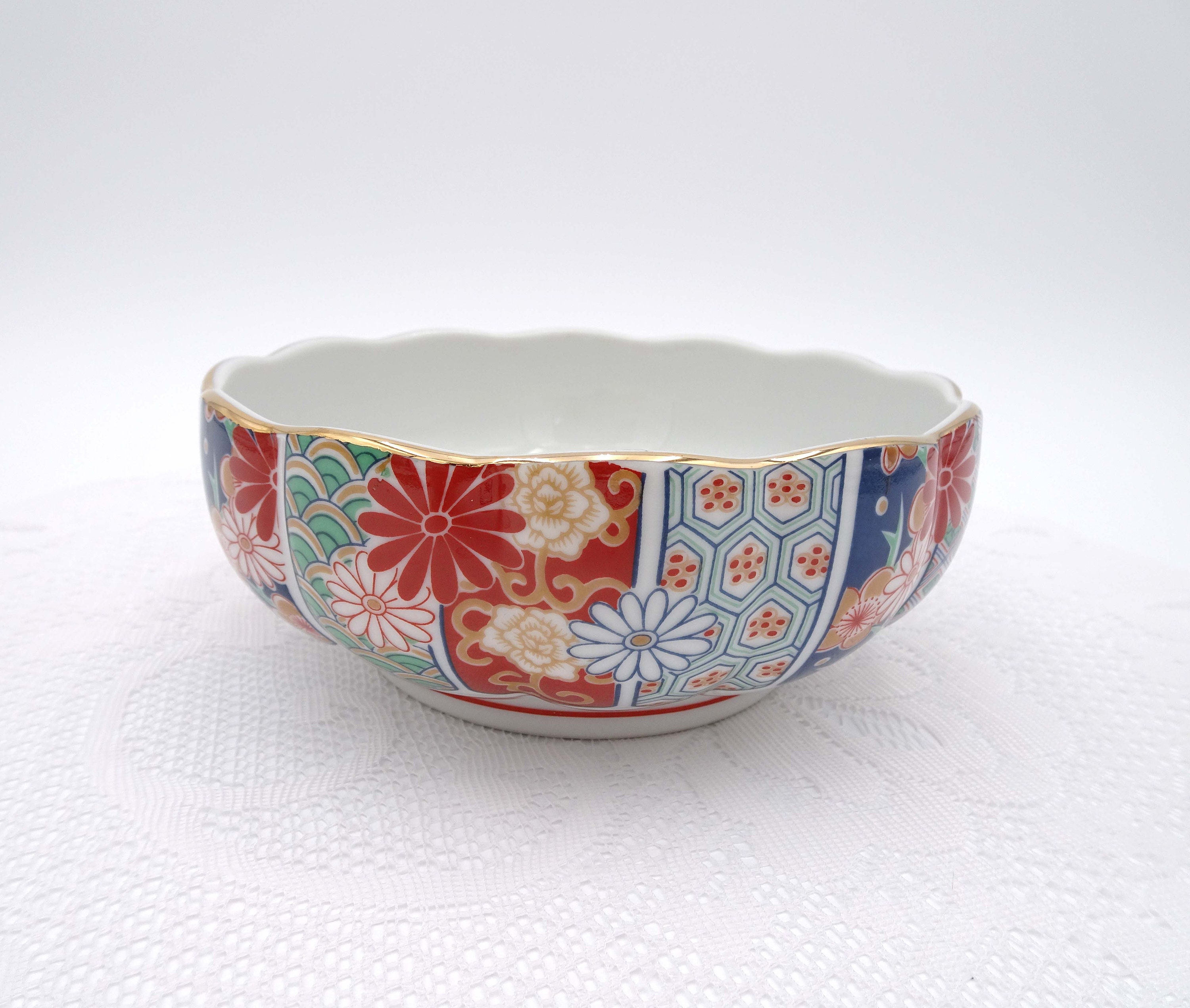 Arita Imari Fan Scalloped Bowl Gold Trim Made in Japan - Etsy