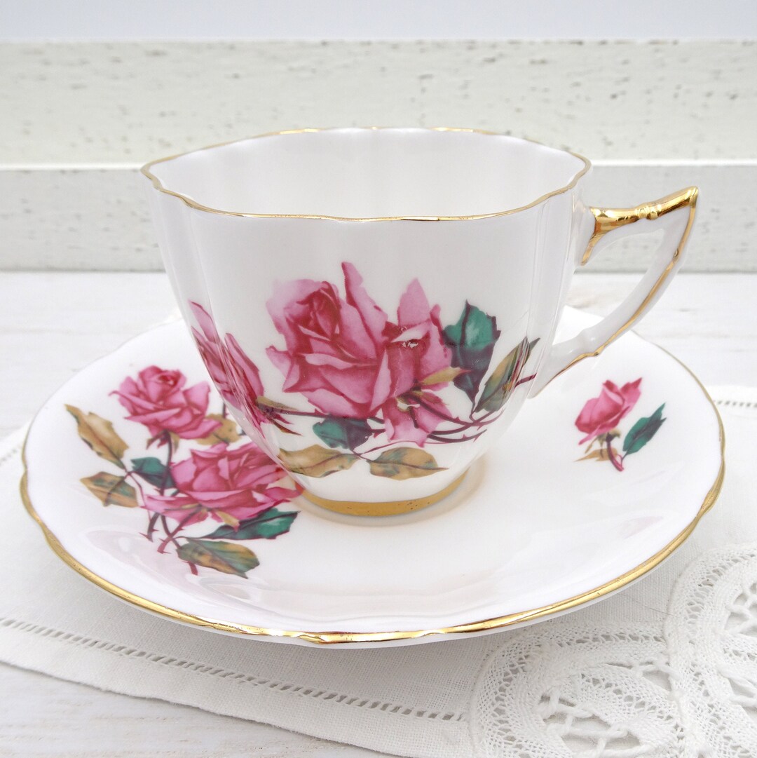 Royal Victoria Pink Rose Teacup and Saucer Made in England - Etsy