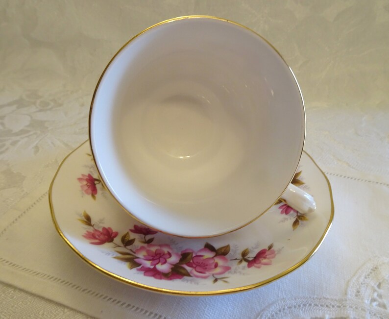 Queen Anne Pink Floral Tea Cup and Saucer Pattern 8498 Made in England ...