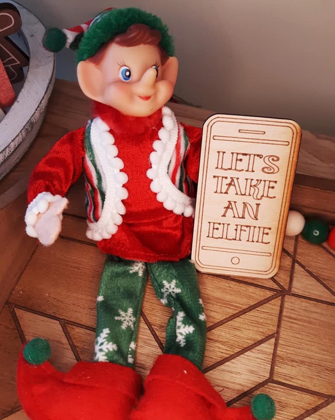Let's Take an Elfie Christmas Elf Prop - Etsy