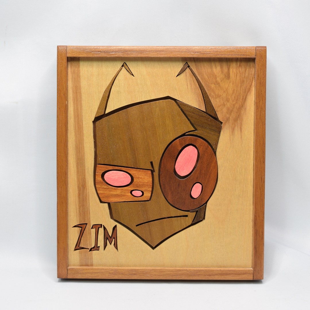 Invader Zim Natural Color Wood Hand Cut Scroll Saw Framed Wall Art - Etsy