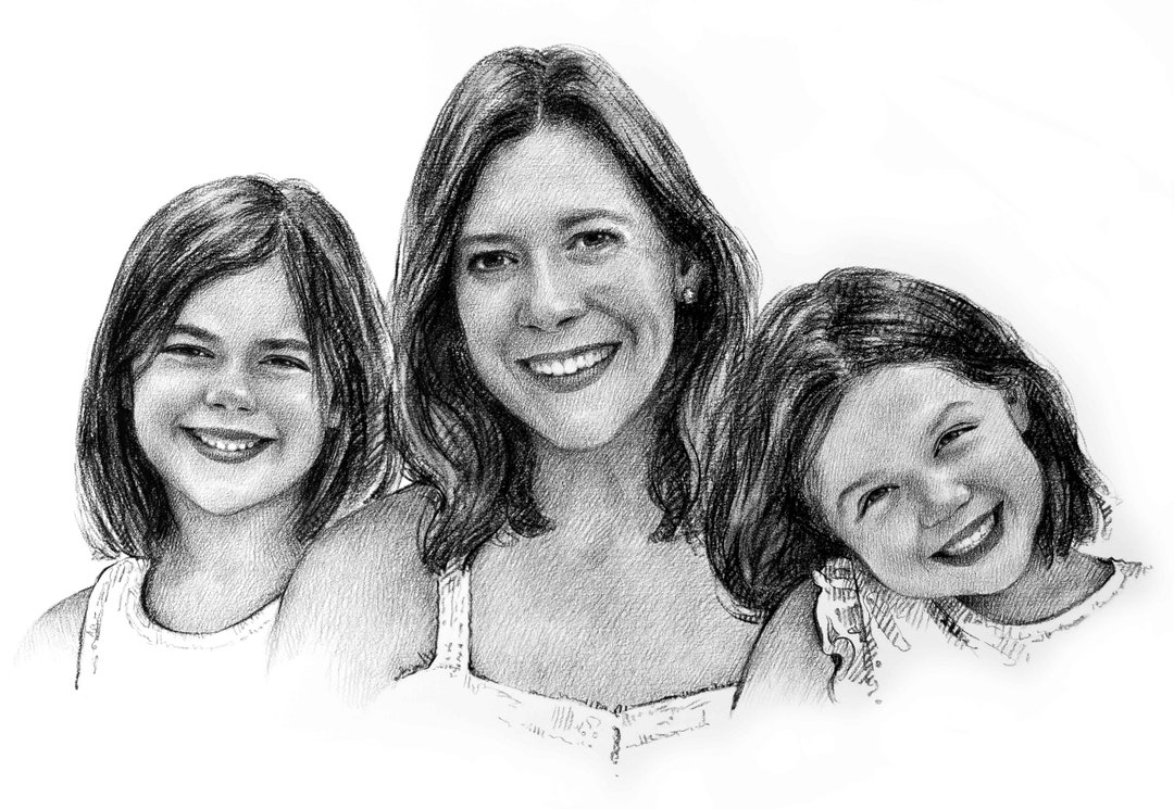 Custom Family Portrait Painting From Photo, Family Drawing Portrait ...