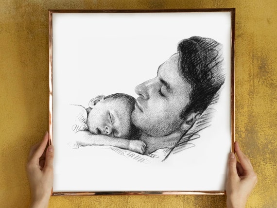 Father And Baby Drawing