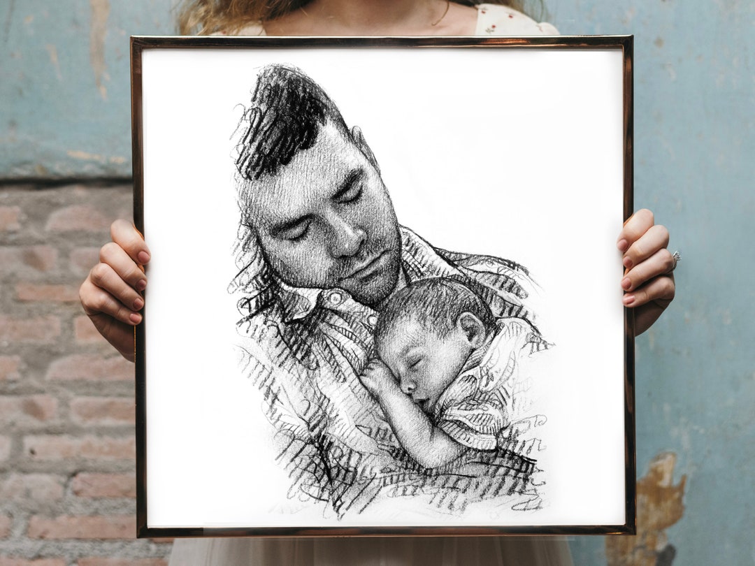 Custom Portrait First Fathers Day Gift Daddys First Fathers Day New ...