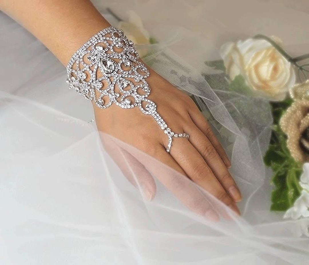 Wedding Rhinestone Silver Fingerless Gloves, Bridal Gloves, Applique ...