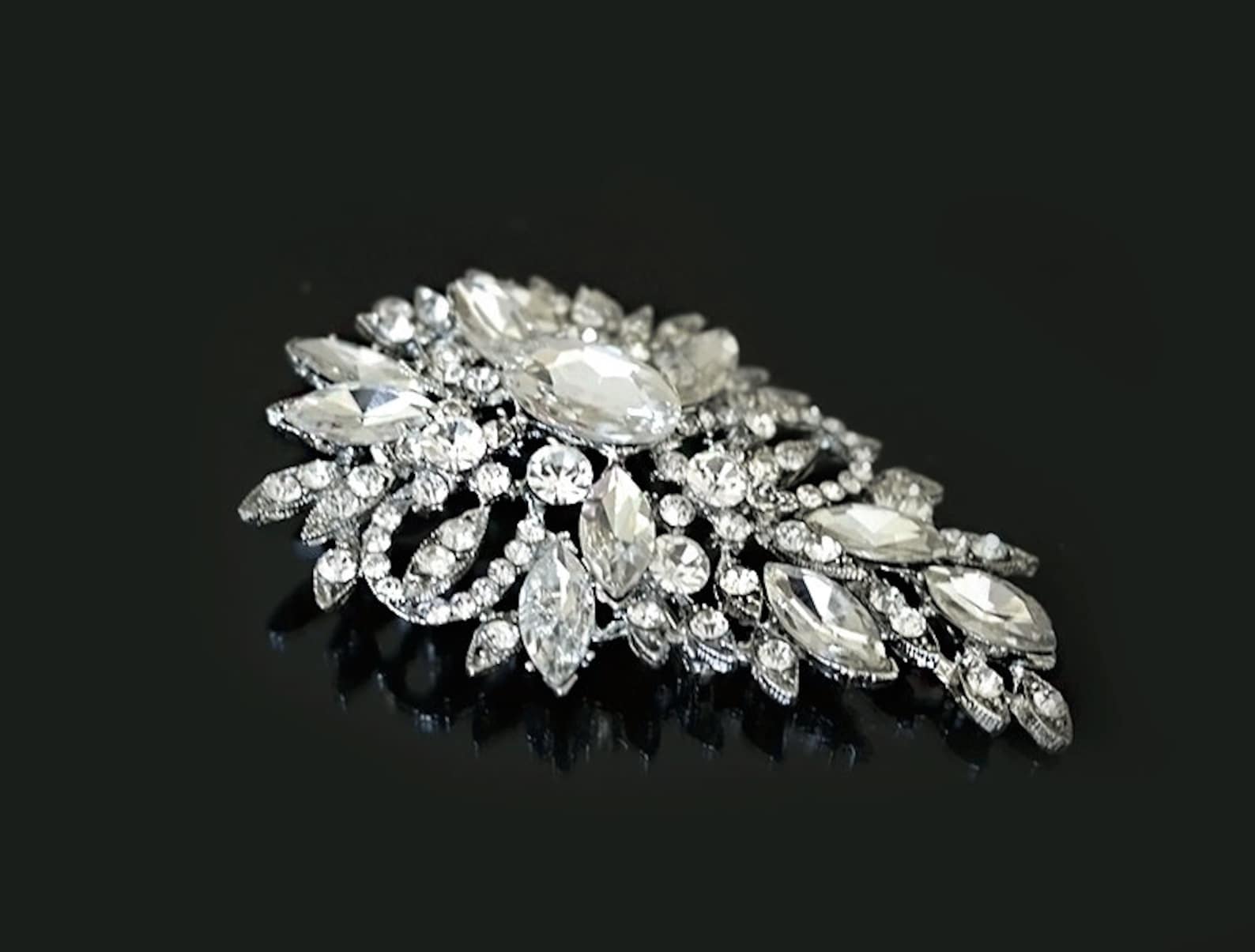 Wedding Silver Rhinestone Brooch Bridal Brooch crystal - Etsy