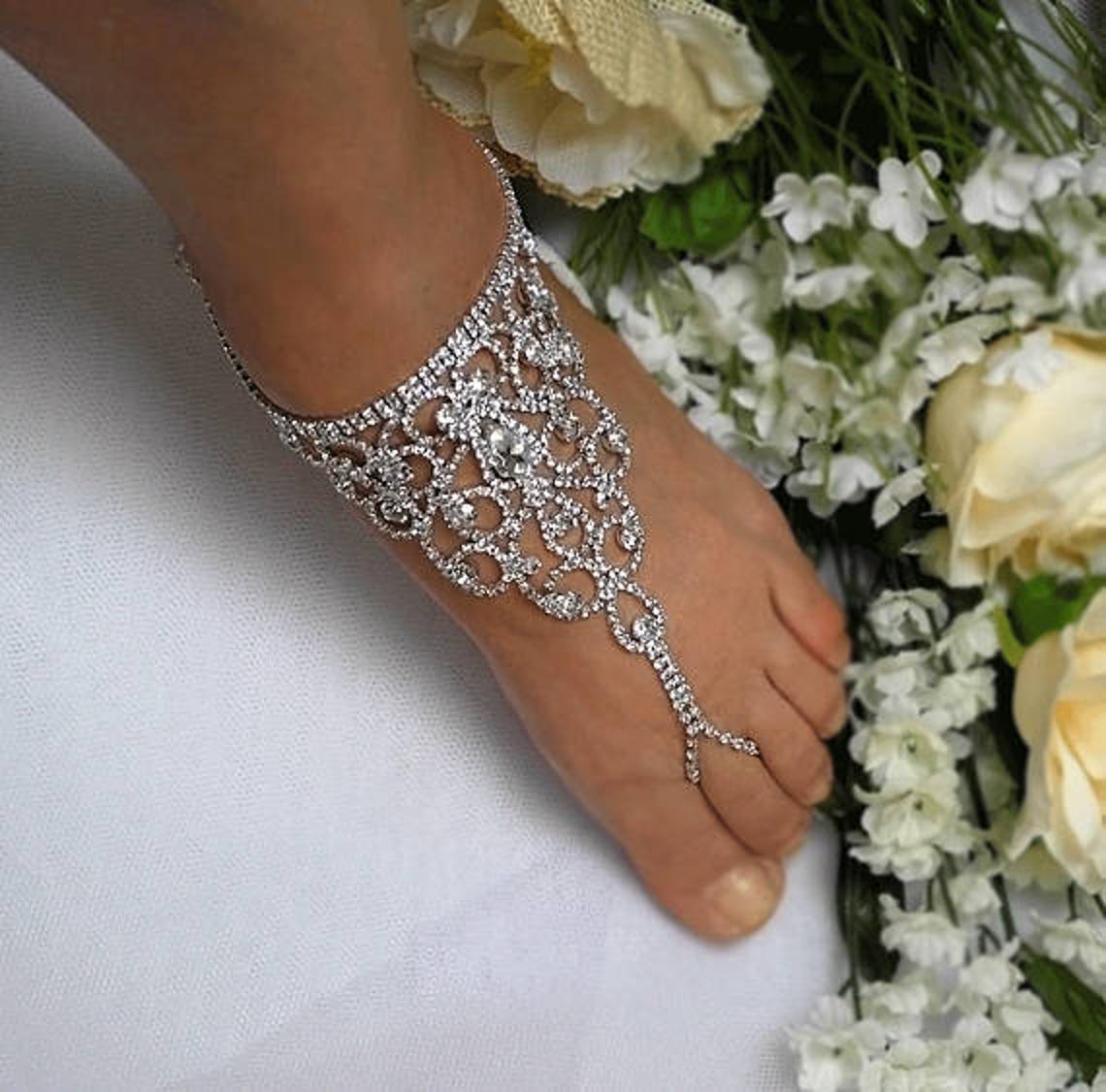 Wedding Barefoot Sandals Bridal Foot Jewelry Silver Plated - Etsy