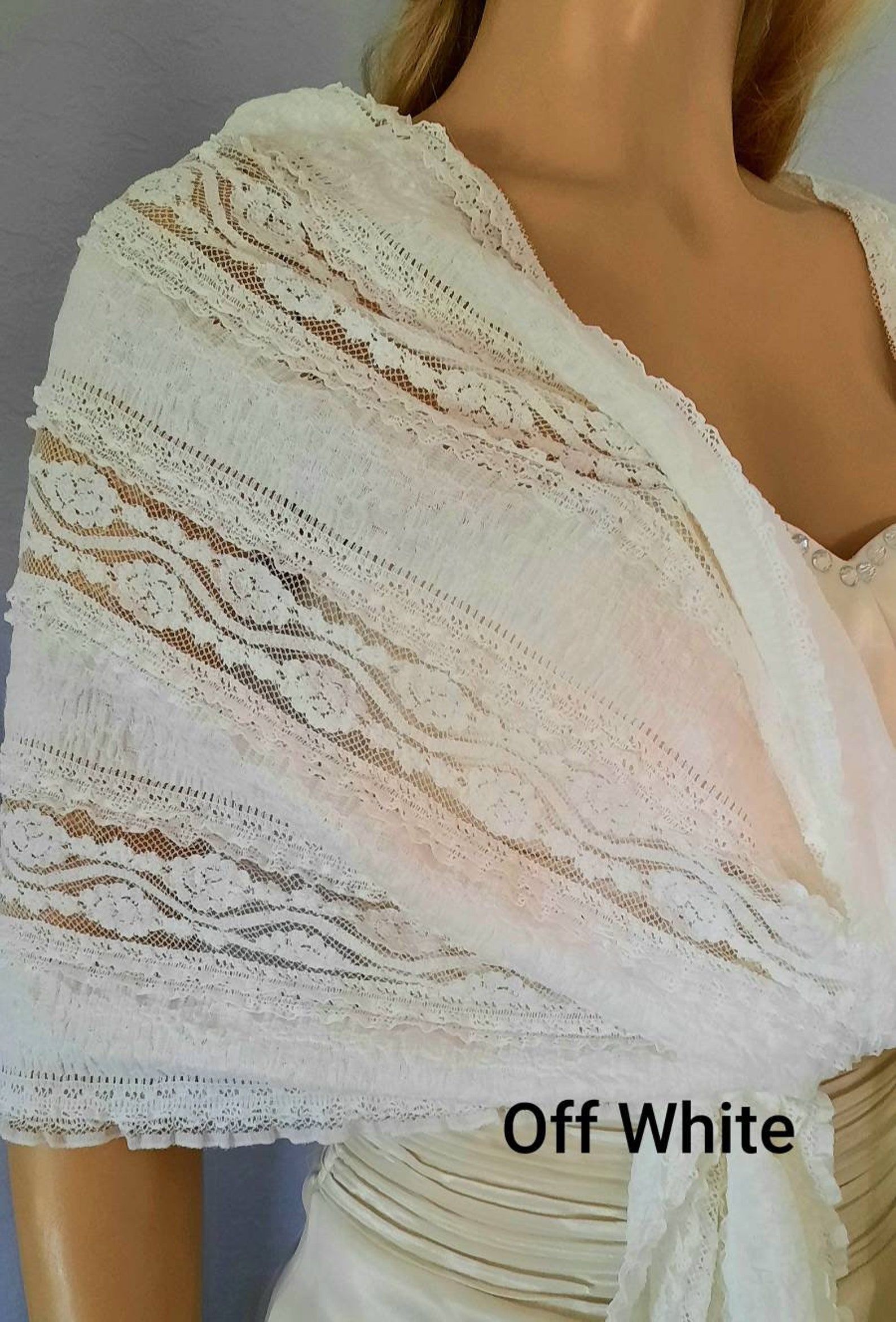Handmade Ivory Lace Wedding Shawl, Bridal Wrap, Evening Cover-up - Etsy