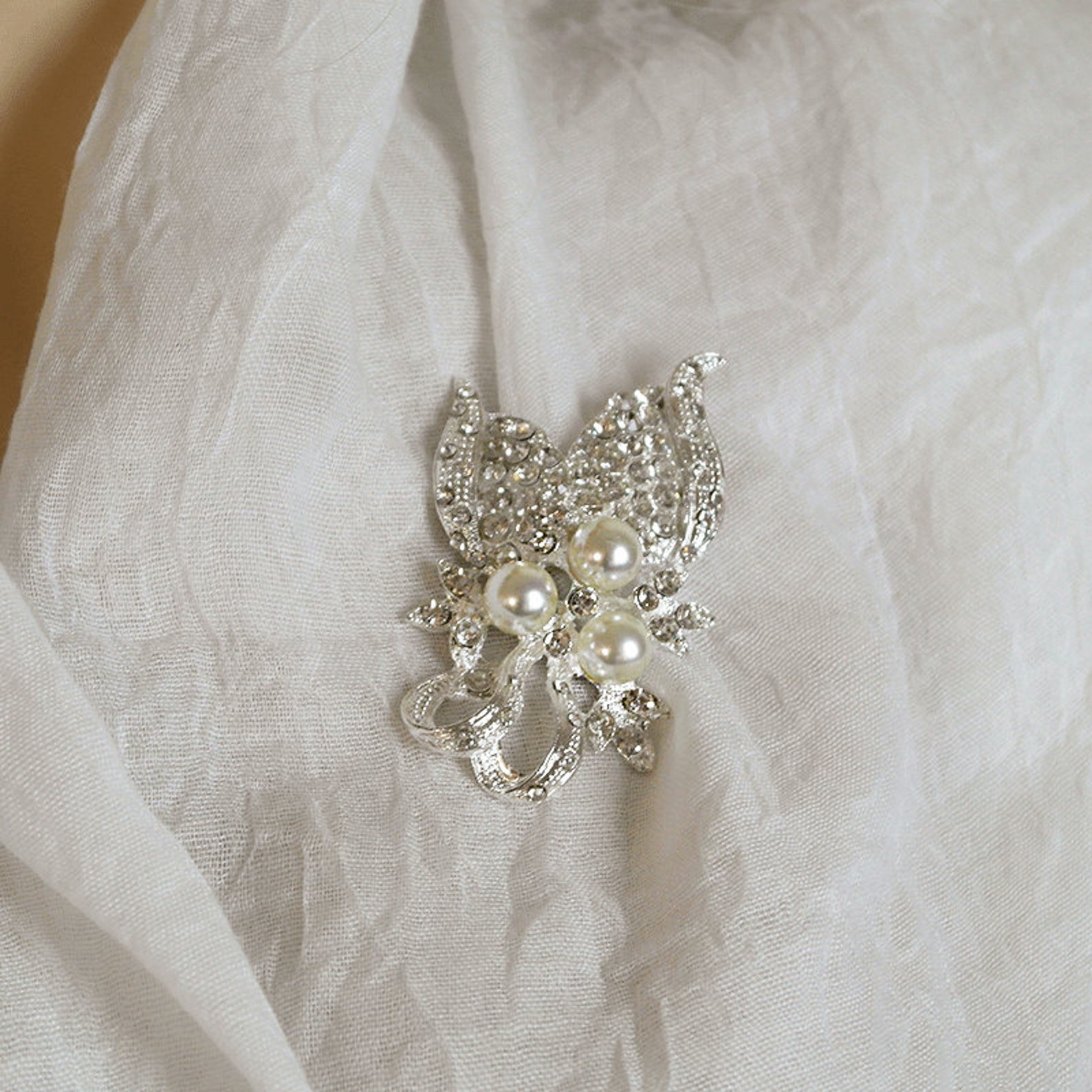 Wedding Silver Rhinestone Brooch Bridal Brooch crystal - Etsy