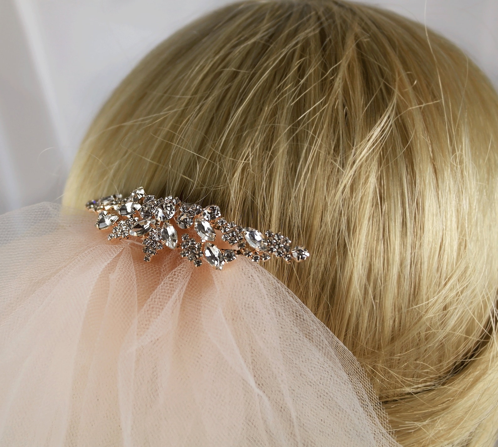 Wedding Veil Rose Gold Veil With Crystal Combcolor Veil for - Etsy