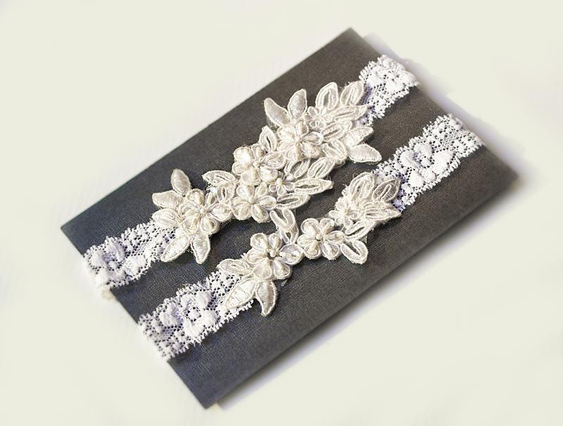 Light Ivory Beaded Lace Wedding Garter Set Lt Ivory Lace | Etsy