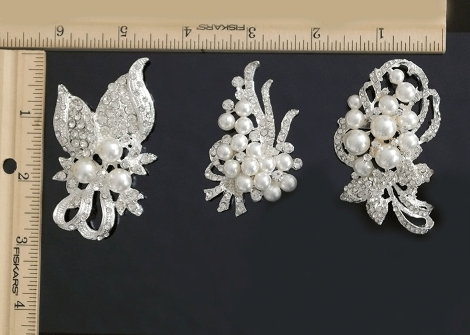 Wedding Silver Rhinestone Brooch Bridal Brooch crystal - Etsy