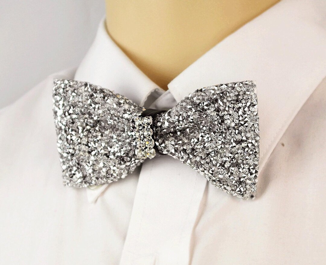 Crystal Beaded Bow Tie, Adjustable Pre-tied, Groomsmen Accessories - Etsy