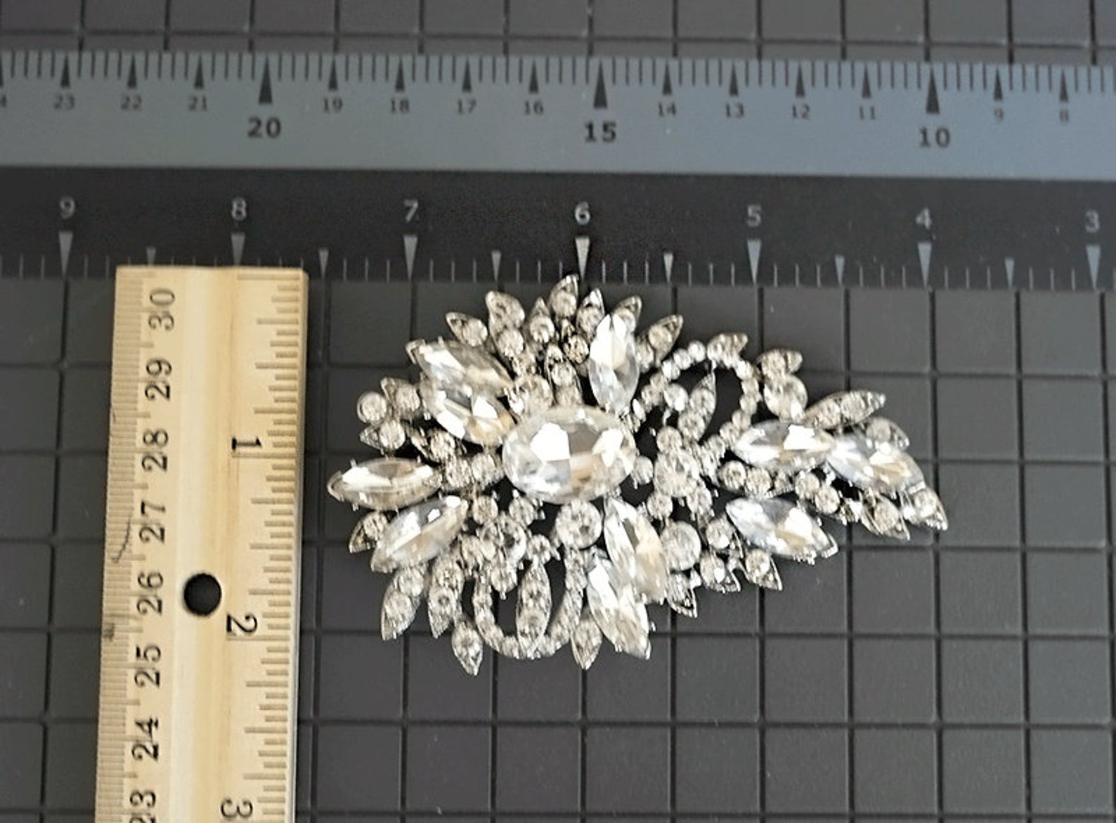 Wedding Silver Rhinestone Brooch , Bridal Brooch ,crystal Brooch ...