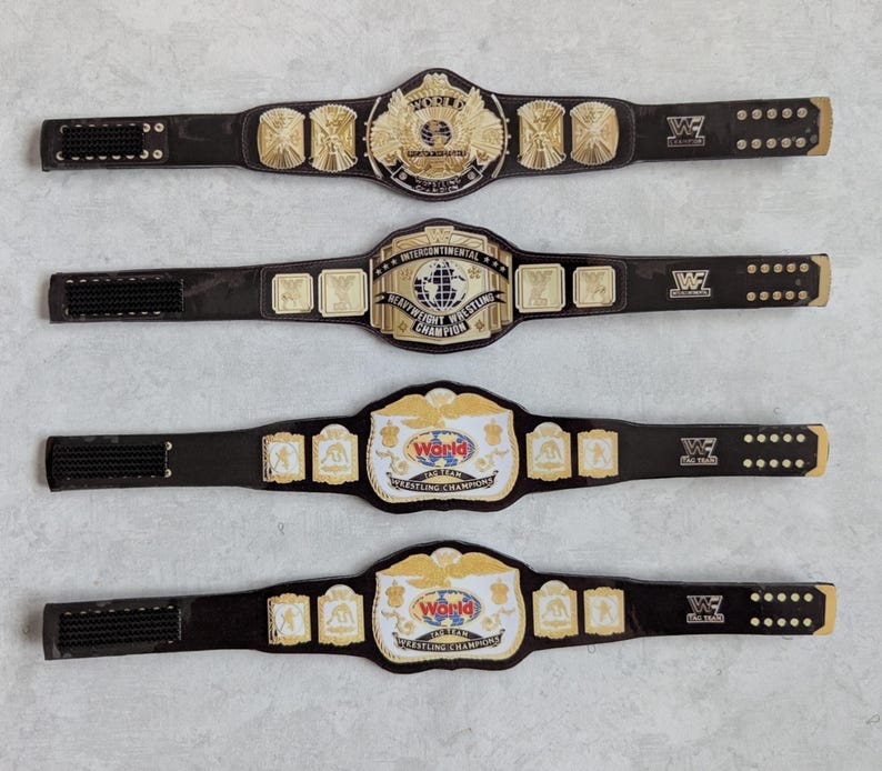 4 Custom Belts Eagle IC Tag WWE WWF Ljn Big Rubber Guys Figures Not ...