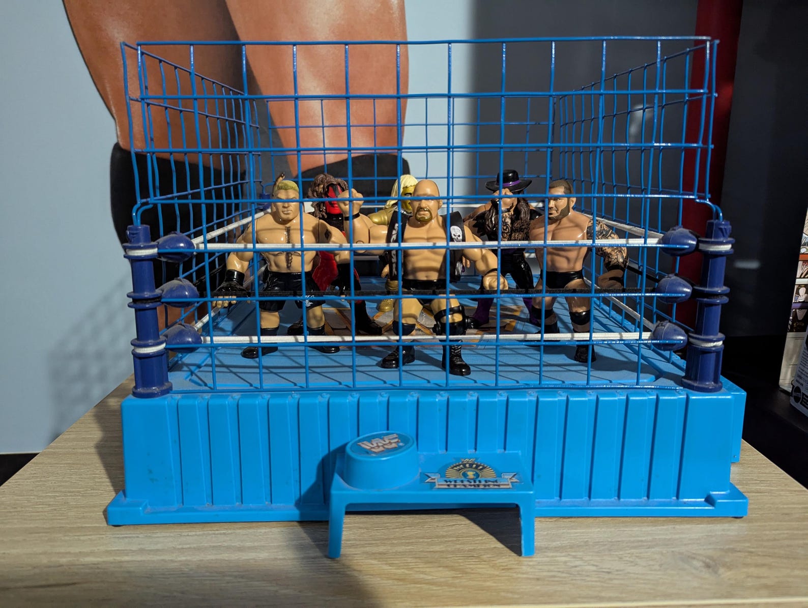 Custom WWF WWE Retro Hasbro Cage and 2 Belts (figures and Ring Not ...