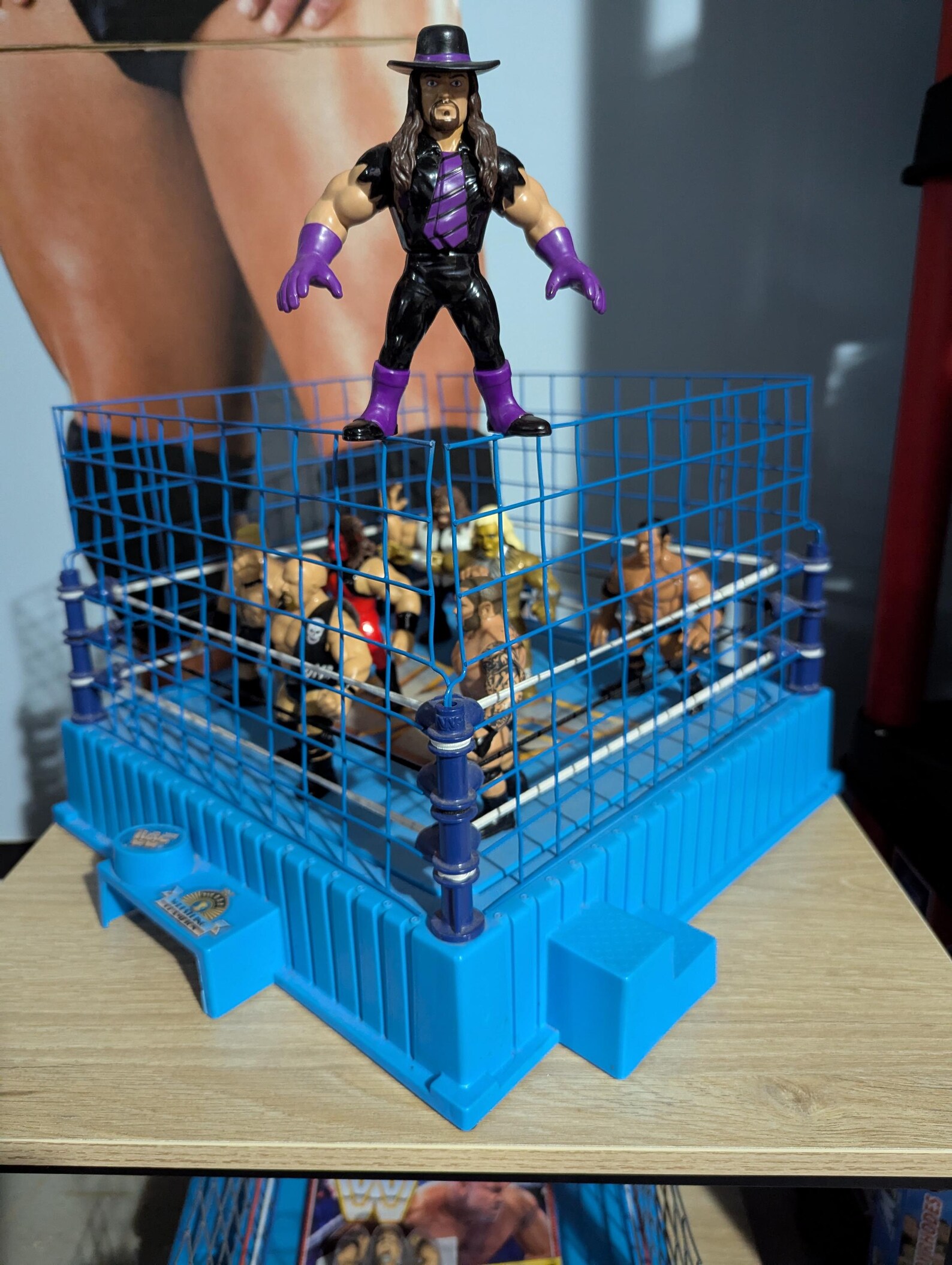 Custom WWF WWE Retro Hasbro Cage and 2 Belts (figures and Ring Not ...