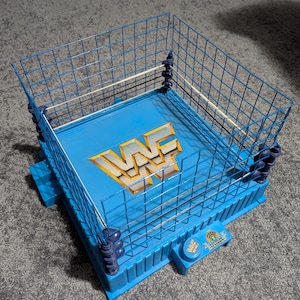 Custom WWF WWE Retro Hasbro Cage and 2 Belts (figures and Ring Not ...