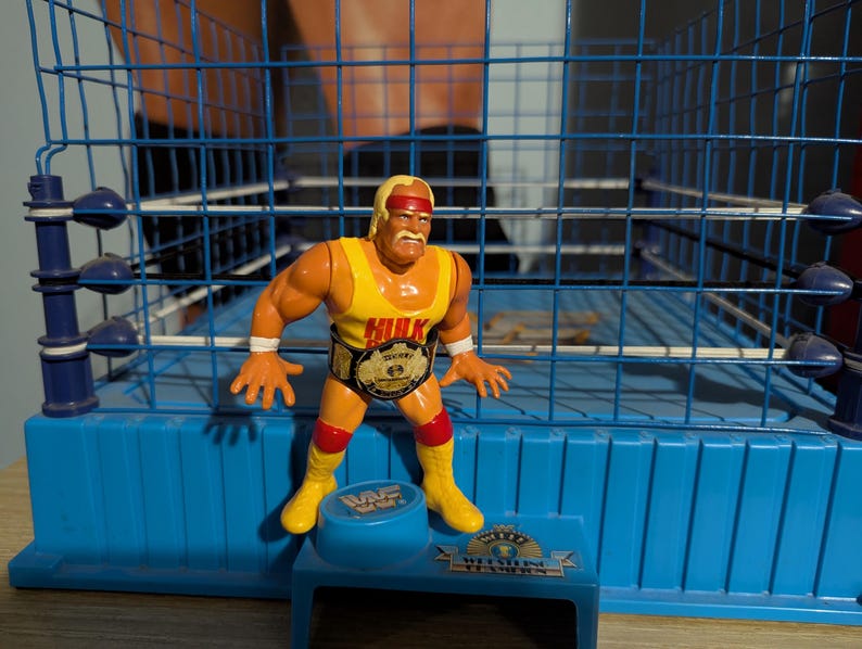 Custom WWF WWE Retro Hasbro Cage and 2 Belts (figures and Ring Not ...