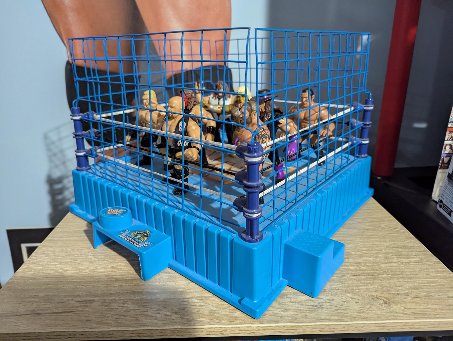 Custom WWF WWE Retro Hasbro Cage and 2 Belts (figures and Ring Not ...