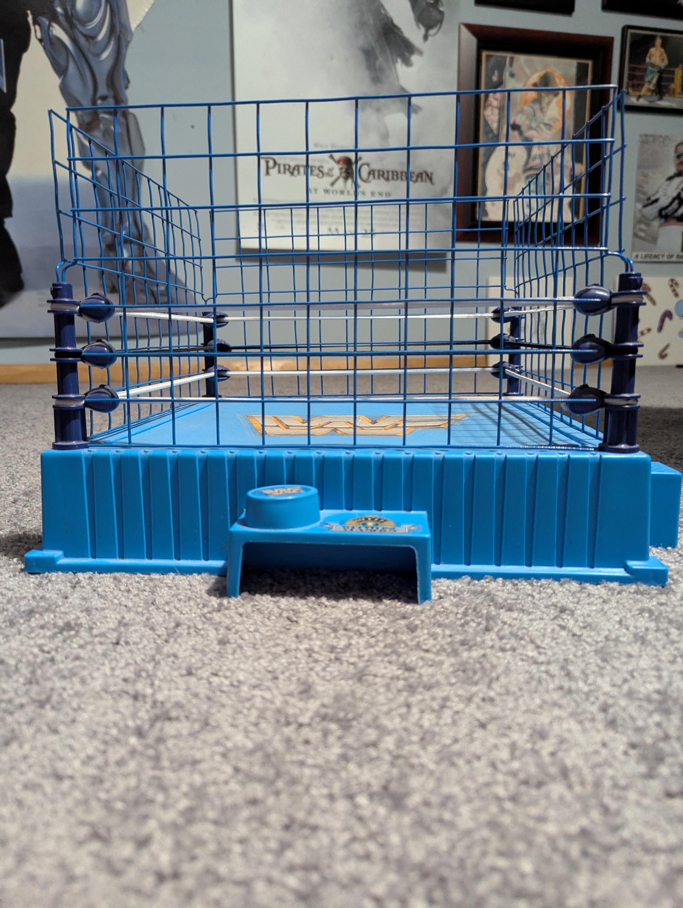 Custom WWF WWE Retro Hasbro Cage and 2 Belts (figures and Ring Not ...