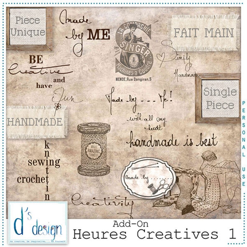 Heures Creatives - Digital Scrapbooking Kit - Needleworks - Scrapbook ...