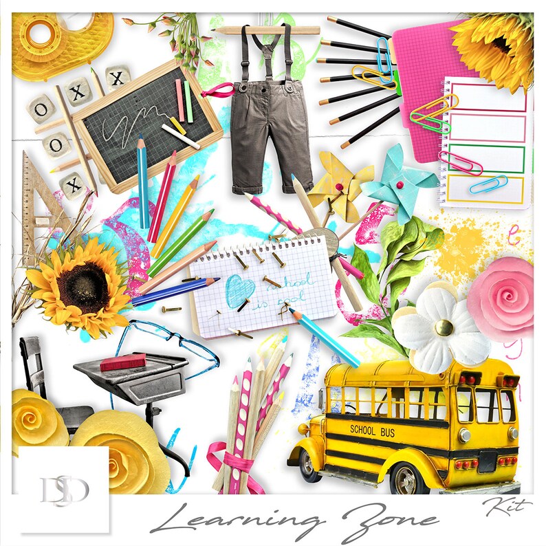 Learning Zone - Digital Scrapbooking Kit - School - Scrapbook ...
