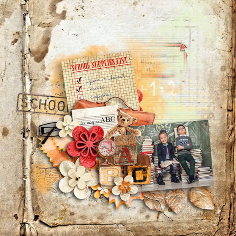 Back to School Digital Scrapbooking Kit School Scrapbook Imprimable - Etsy