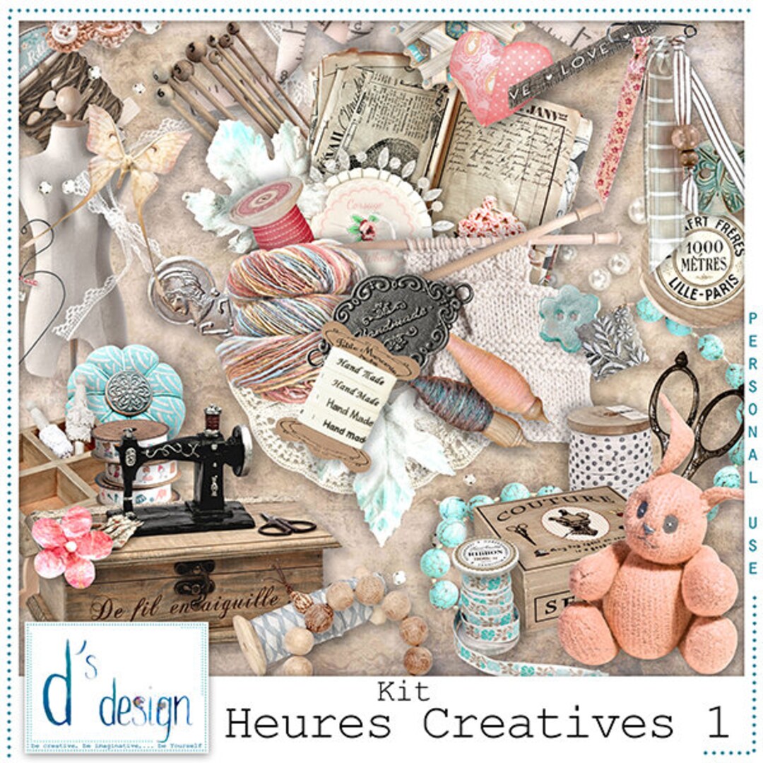 Heures Creatives - Digital Scrapbooking Kit - Needleworks - Scrapbook ...