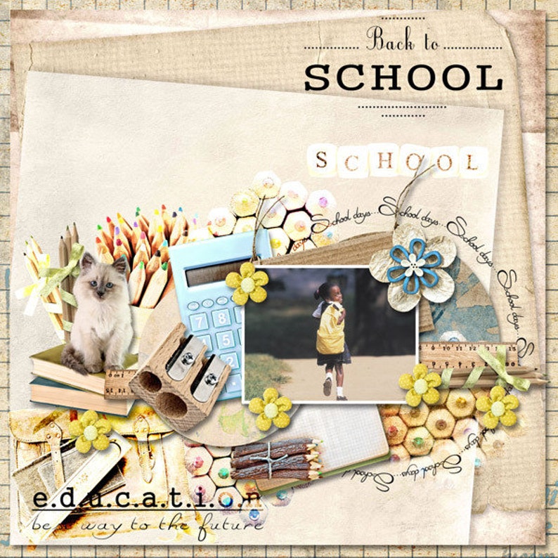 Back to School Digital Scrapbooking Kit School Scrapbook Imprimable - Etsy