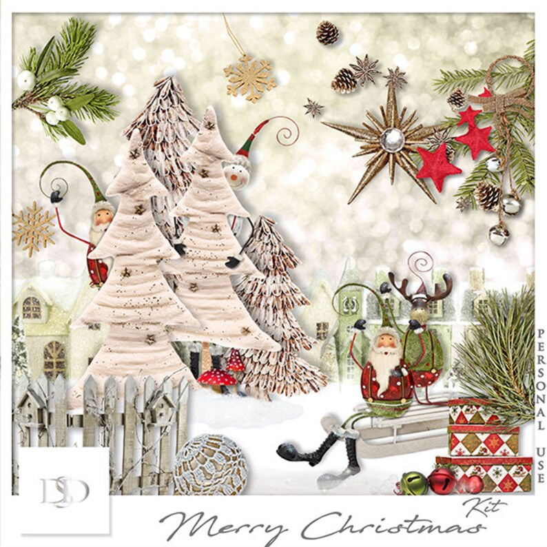 Merry Christmas Digital Scrapbooking Kit Christmas - Etsy