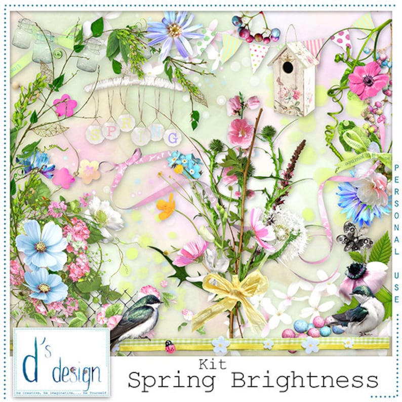Spring Brightness - Digital Scrapbooking Kit - Floral - Sun - Scrapbook ...