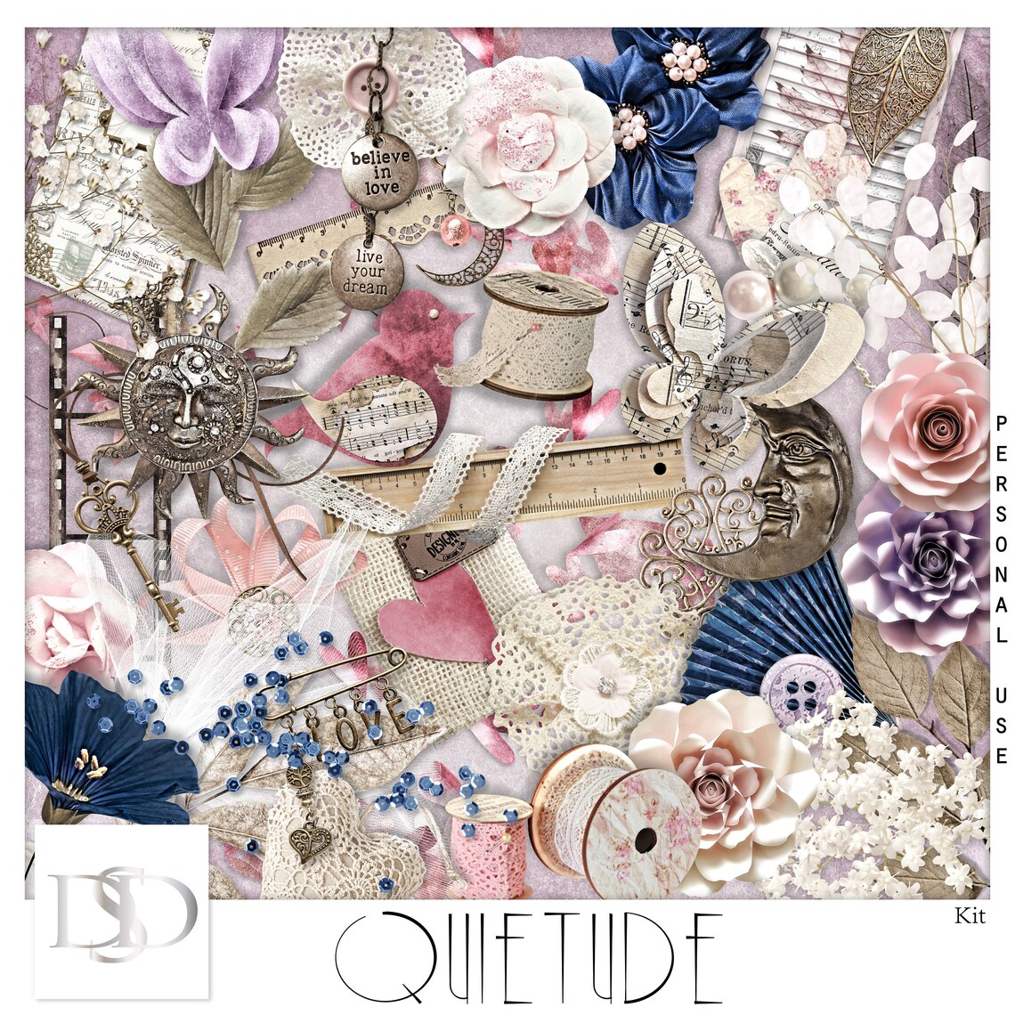 Quietude Digital Scrapbooking Kit Scrapbook Imprimable - Etsy