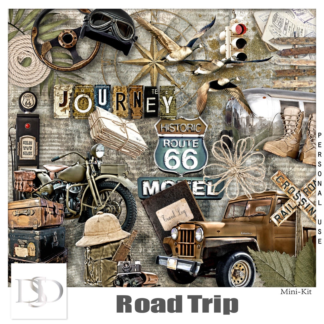 Road Trip - Digital Scrapbooking Mini-kit - Scrapbook - Imprimable - Etsy