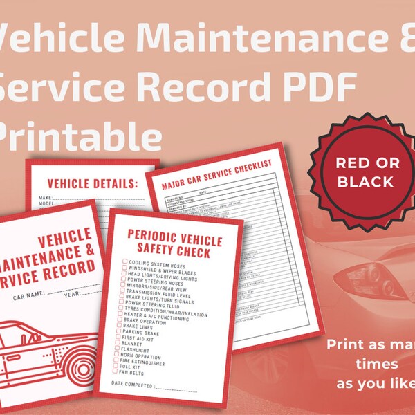 Car Maintenance Booklet - Etsy