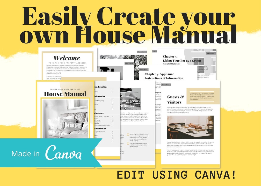 Easily Create Your Own Rental Property Printable House Manual. Airbnb ...