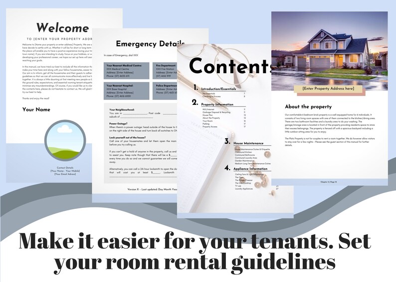Rental Property Printable House Manual Airbnb Welcome Book | Ready to ...