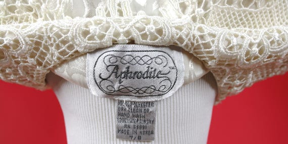 Ivory Color Lace 1980's Dress Made by Aphrodite - Gem