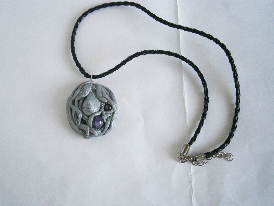 Goddess Necklace - Pagan Goddess Pendant - Gemstone Jewelry - Polymer ...