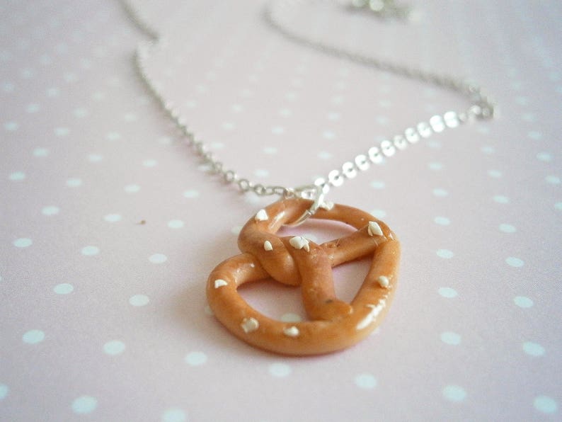 Pretzel Necklace - Pastry Jewelry - Food Charms - Pretzel Knot - Fimo ...