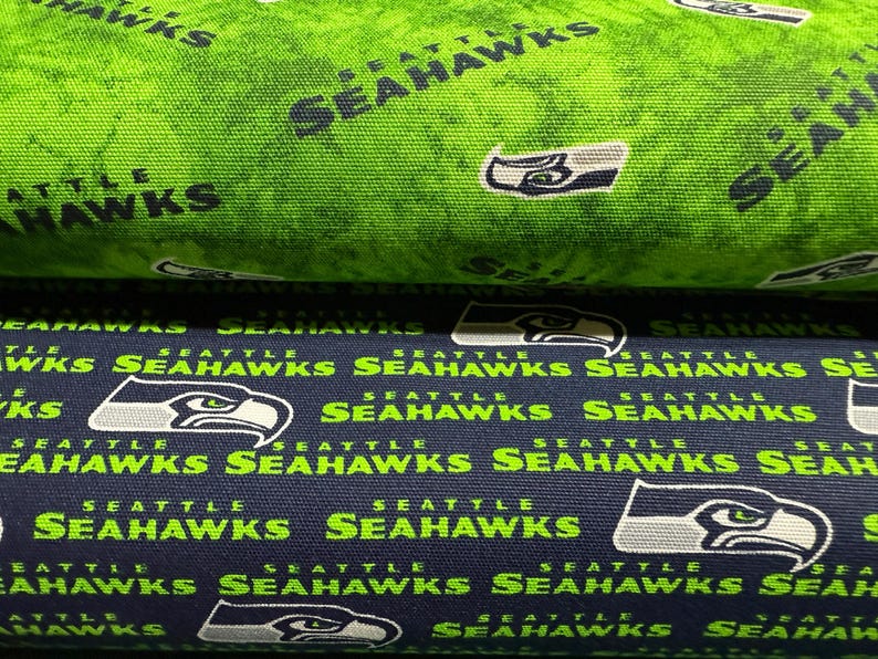 SEATTLE SEAHAWKS 48" Duck Canvas Cotton Fabric by the Yard by the 1/2 ...