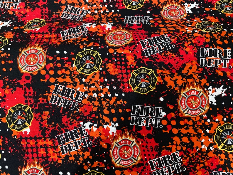 Firefighter Fire Department 100% Cotton Fabric by the Yard by - Etsy