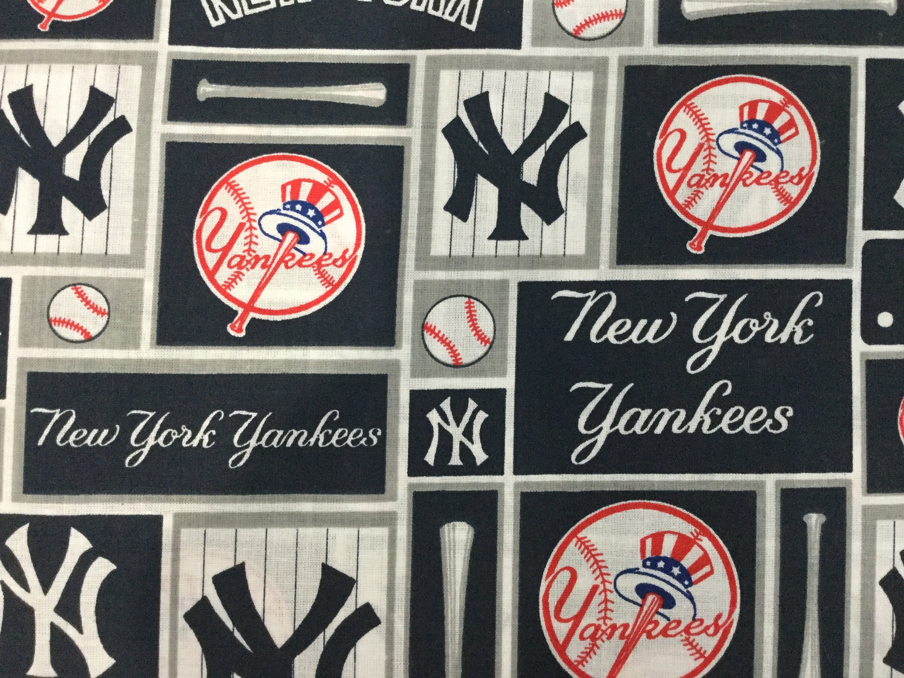 NEW YORK Yankees 60 Wide Cotton Fabric by the Yard by the 1/2 Yard MLB ...