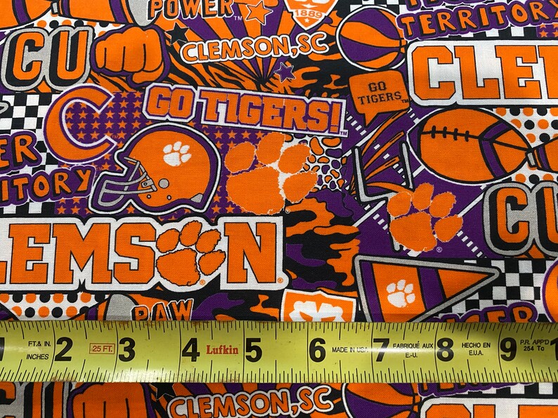 CLEMSON TIGERS Ncaa 45" Cotton Fabric Sykel Enterprises - Etsy