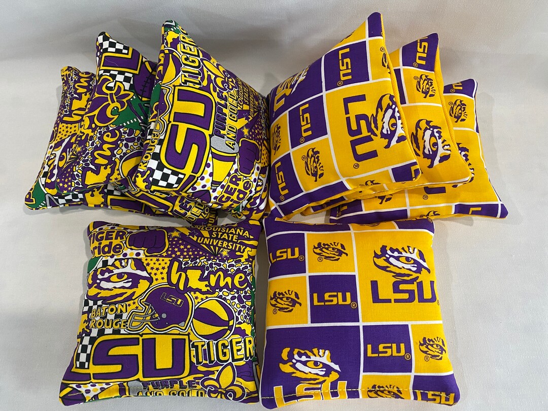 LSU TIGERS 8 Cornhole Bags Bean Toss 4 of Each Print 2 Sides - Etsy