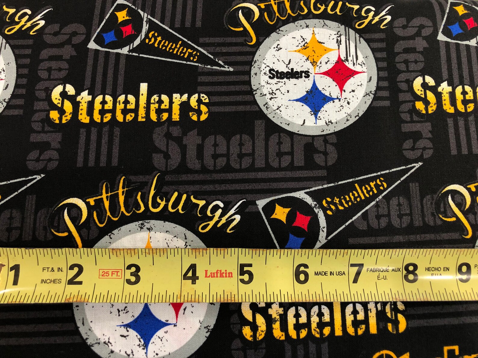 PITTSBURGH STEELERS V 60" Wide Cotton Fabric by the Yard by the 1/2 ...