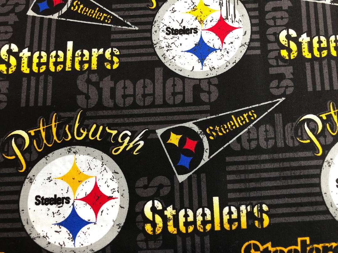 PITTSBURGH STEELERS V 60" Wide Cotton Fabric by the Yard by the 1/2 ...