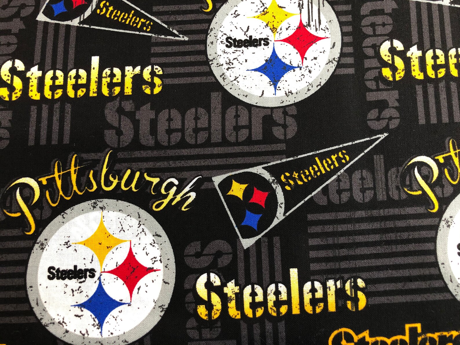 PITTSBURGH STEELERS V 60" Wide Cotton Fabric by the Yard by the 1/2 ...