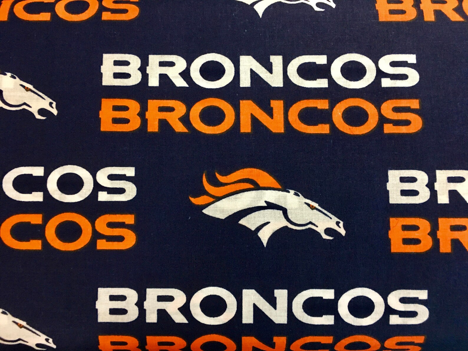 DENVER BRONCOS 60" Wide Cotton Fabric by the Yard by the 1/2 Yard NFL ...